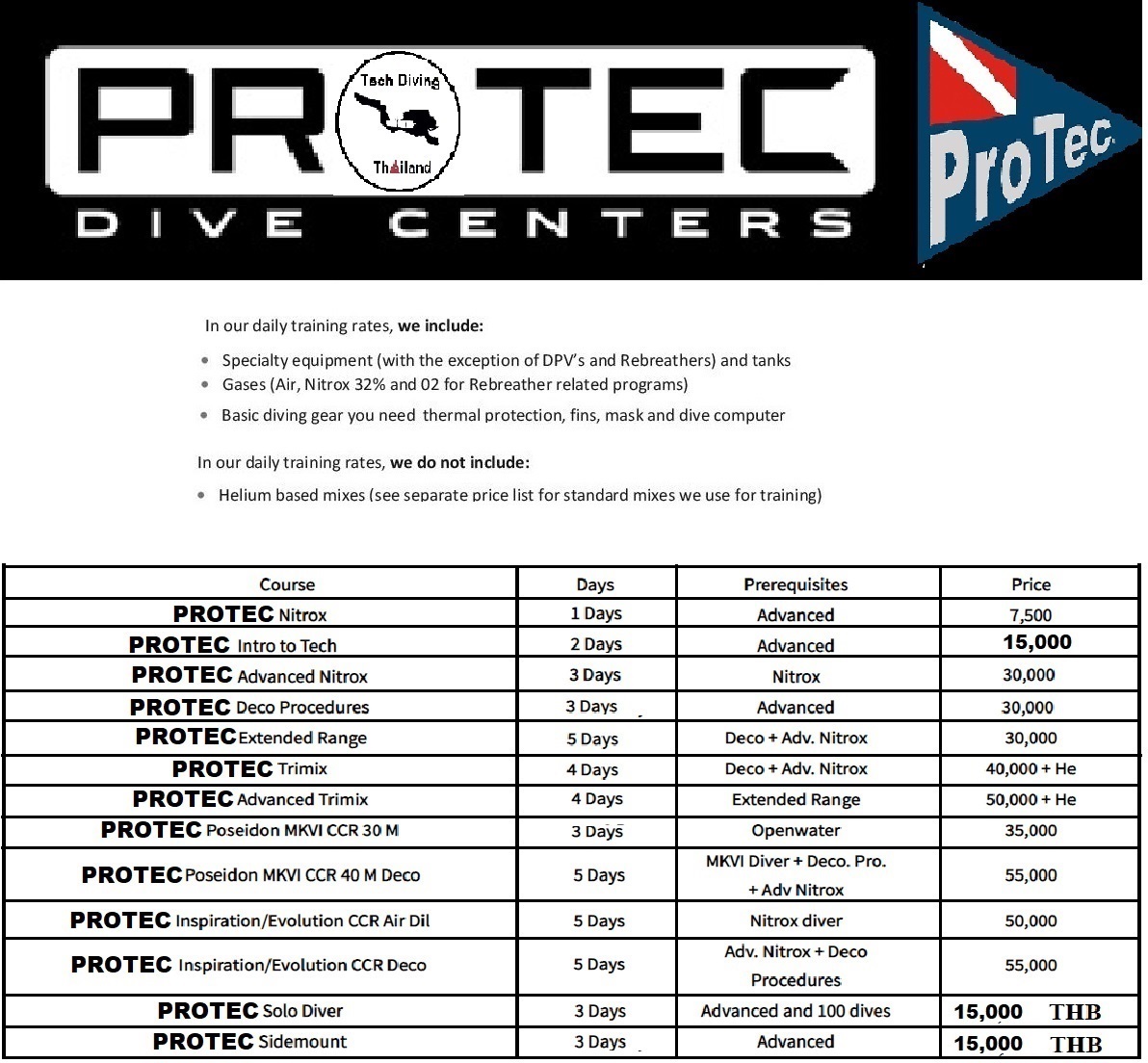 Book Now - Course Pricelist- NAUI/ProTec